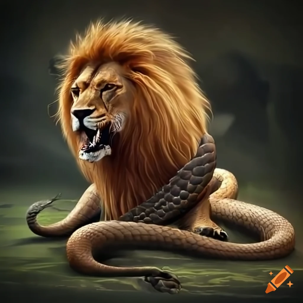 Epic creature with features of a king cobra and a lion on Craiyon