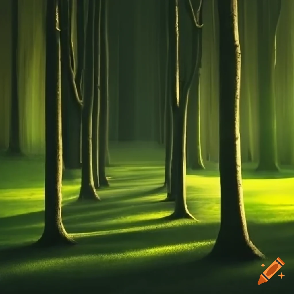 Surreal image of entwined trees with shadows
