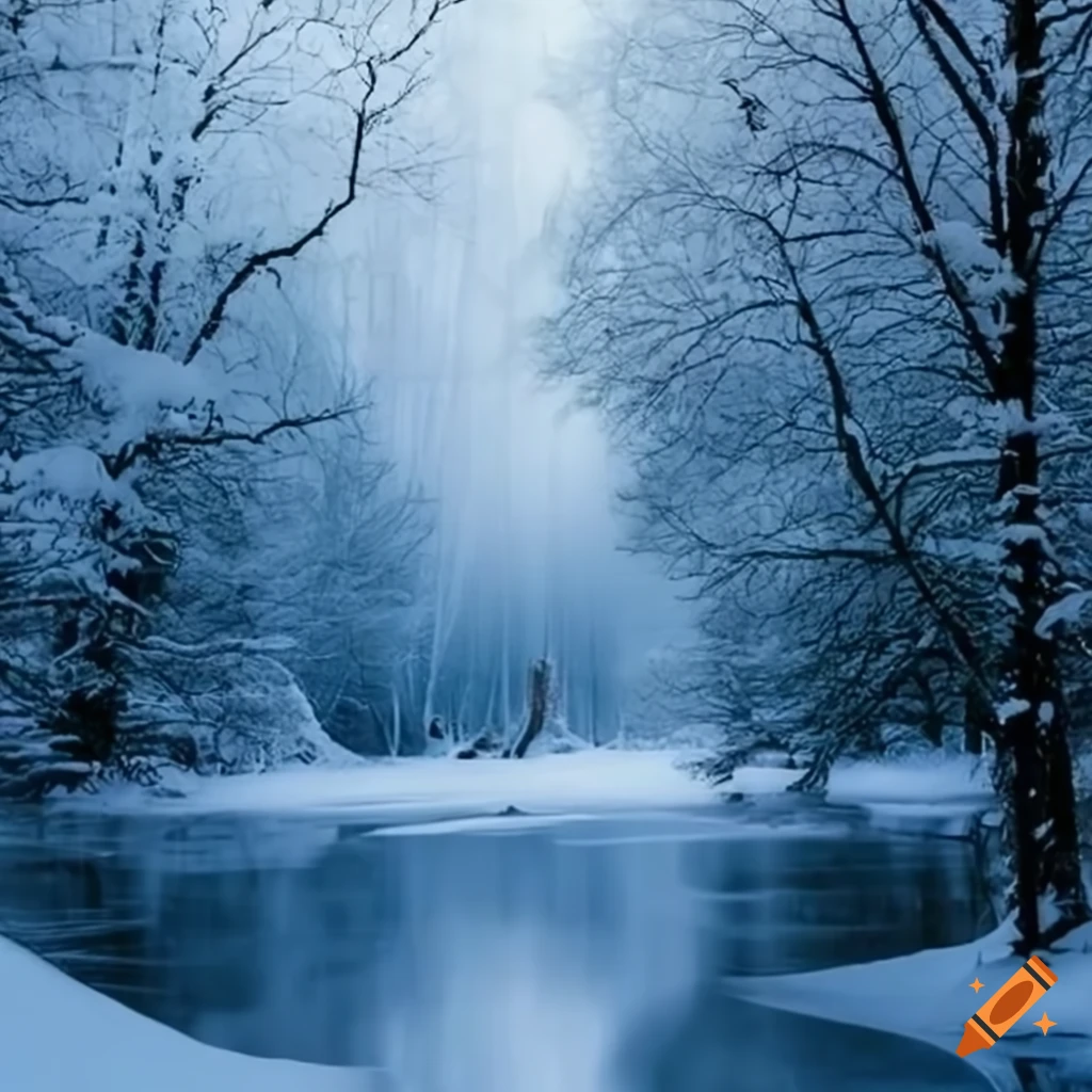 Beautiful fantasy winter scene on Craiyon