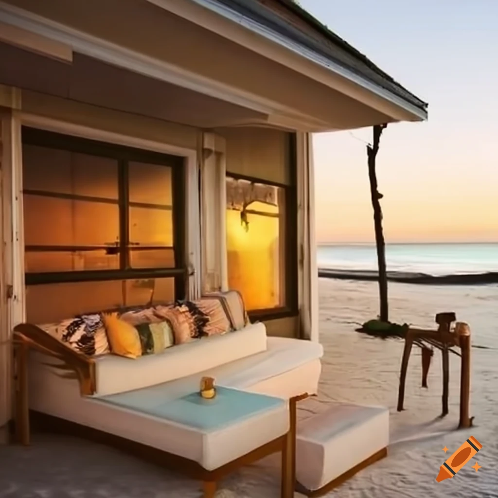 Sunset view of a beach house