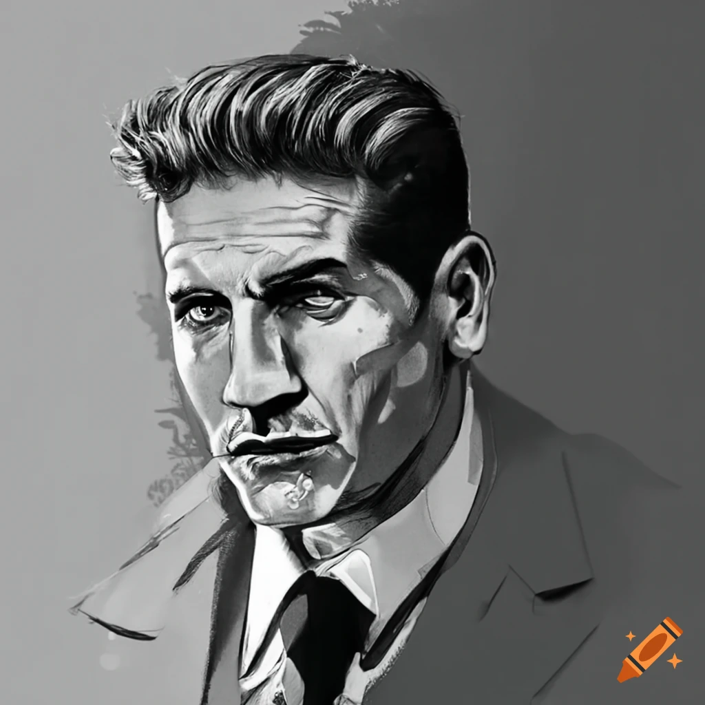 Black and white photo of jon bernthal as a 1920's mafia boss