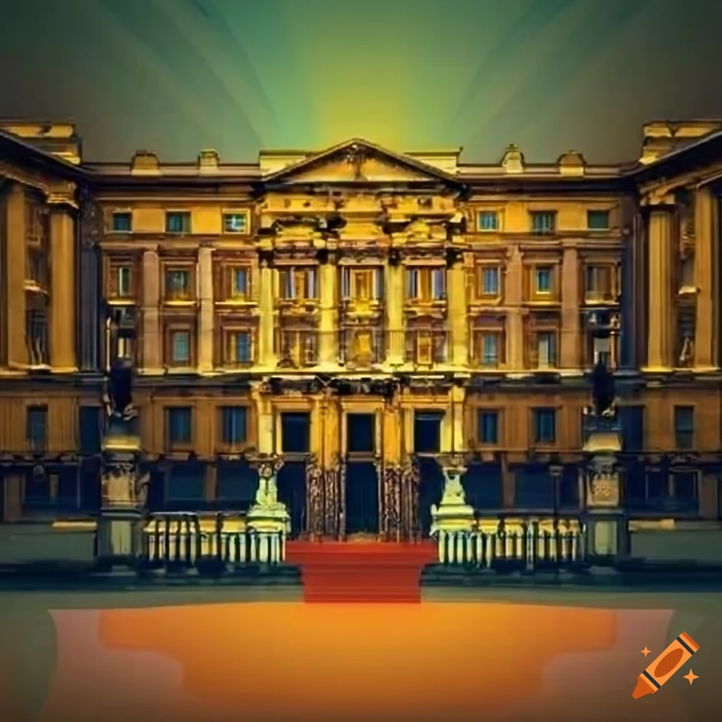 Vintage style platformer background with buckingham palace