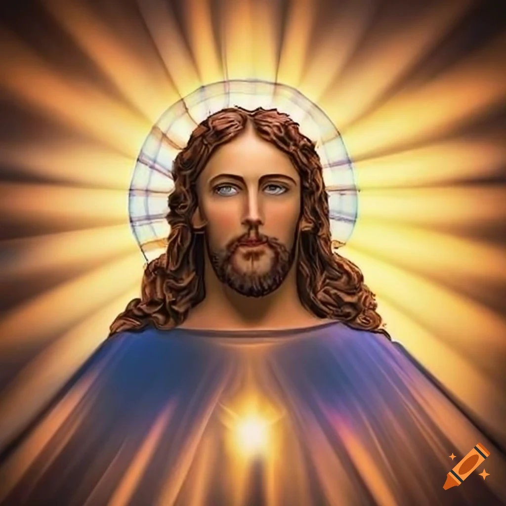 Radiant depiction of jesus with sun rays