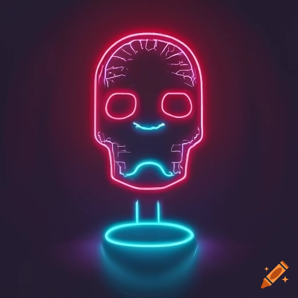 Dark red neon outline art on black background on Craiyon