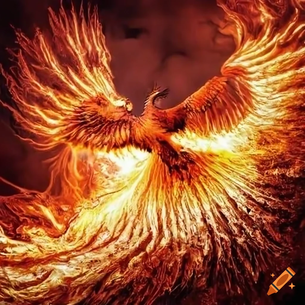 Artistic representation of a phoenix rising from ashes on Craiyon