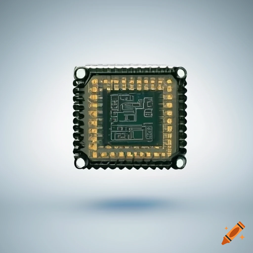 Side view of a pc cpu with a wrench on a white background