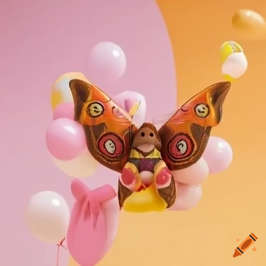 Inflatable party balloon featuring a sylvanian families silk moth