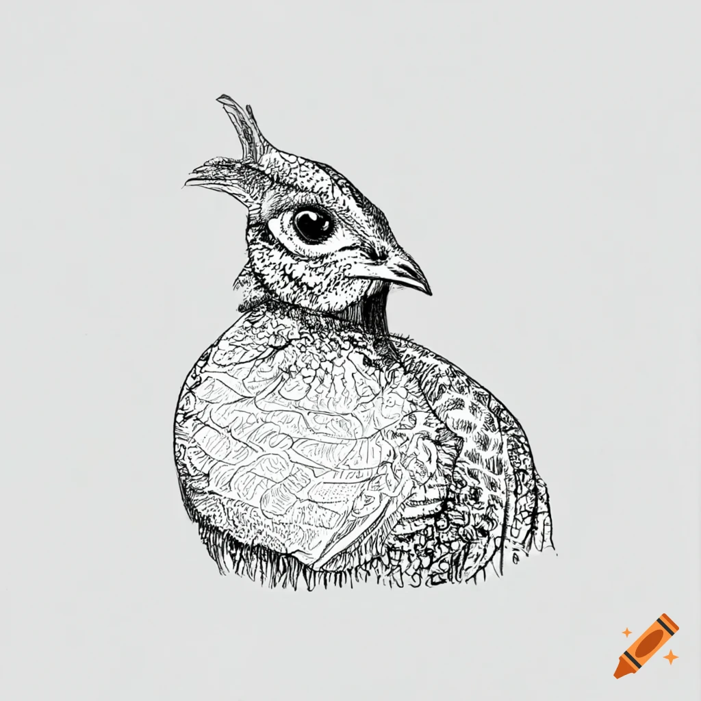 Sketch of a smiling guinea fowl