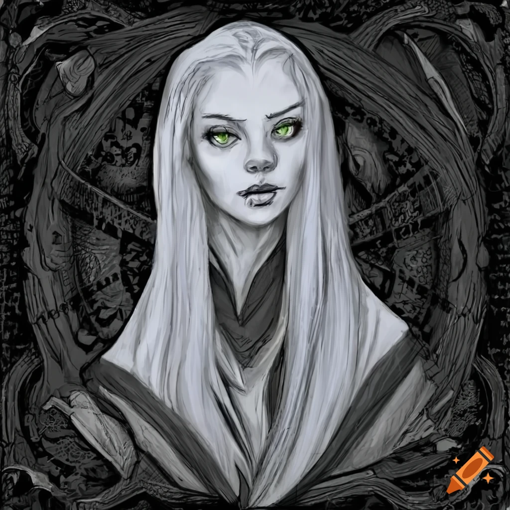 Image of a beautiful changeling wizard in black robes on Craiyon