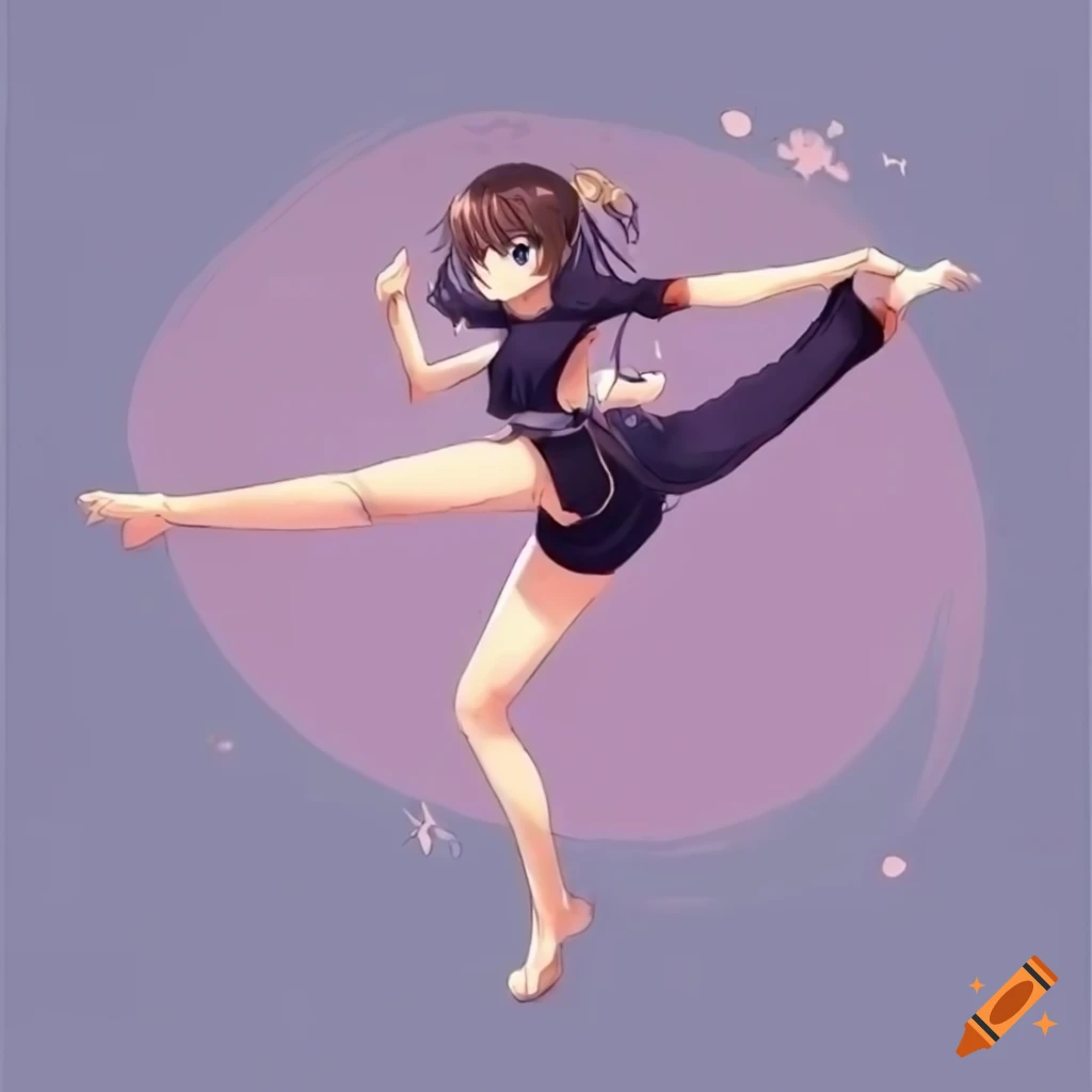 Illustration of a girl performing a split kick