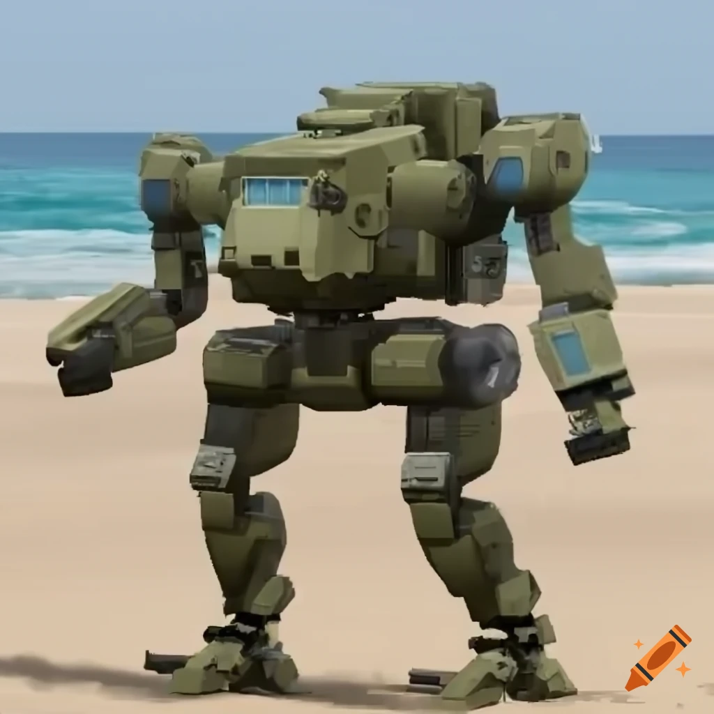 Ocean-inspired non-militarized mech with hydrodynamic design on Craiyon