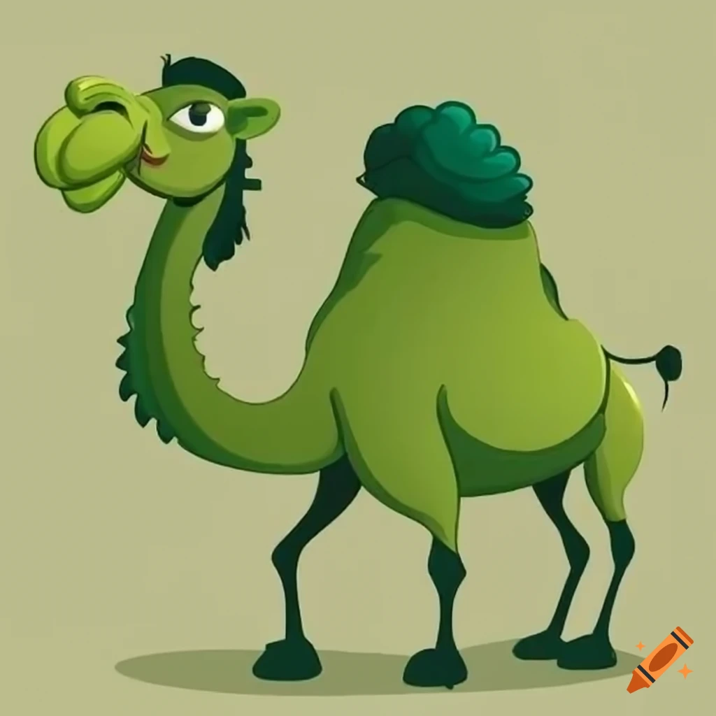 Cartoon image of a green camel