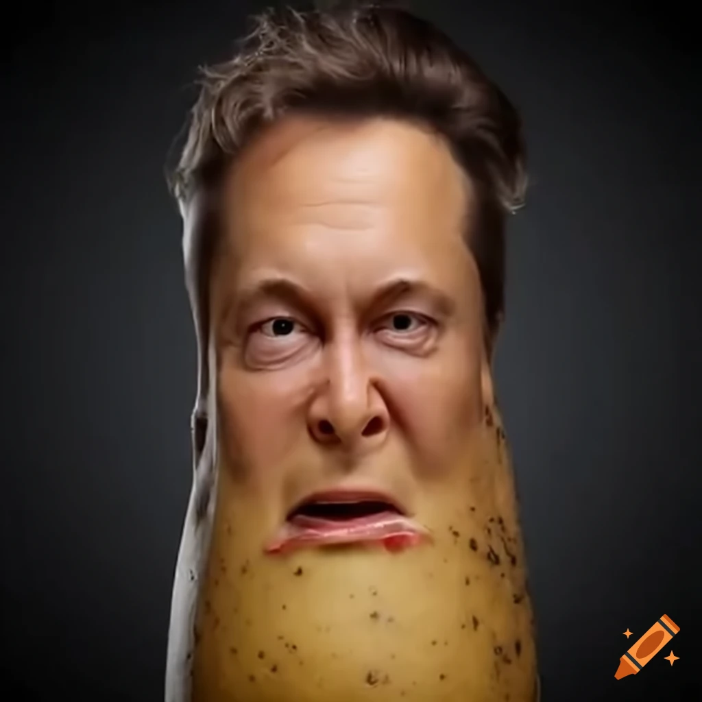 Elon musk as a potato in a humorous illustration
