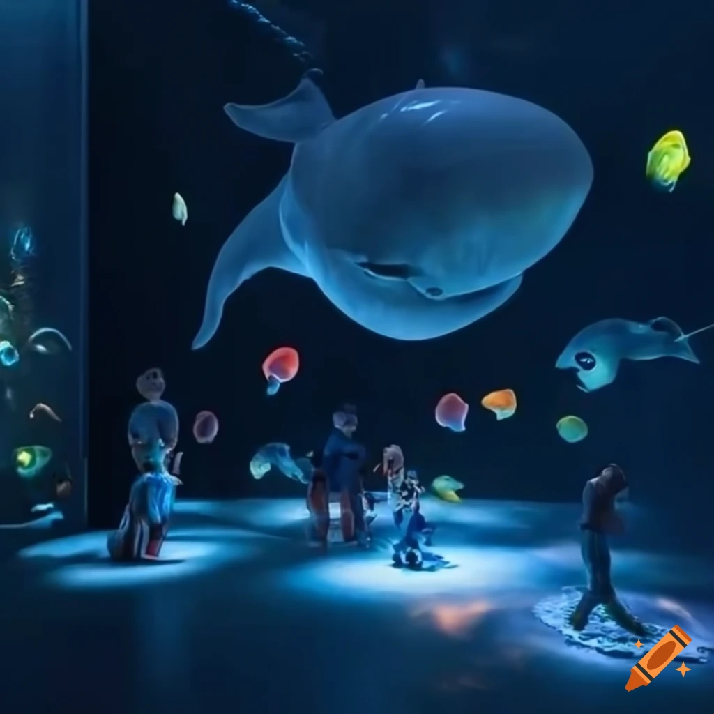 Holographic sea life exhibition with kids