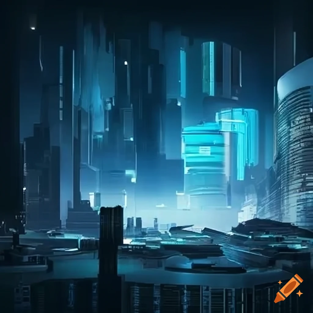 Panorama of futuristic software interface