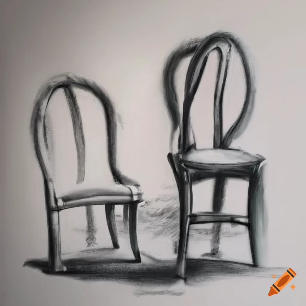Charcoal drawing of two chairs