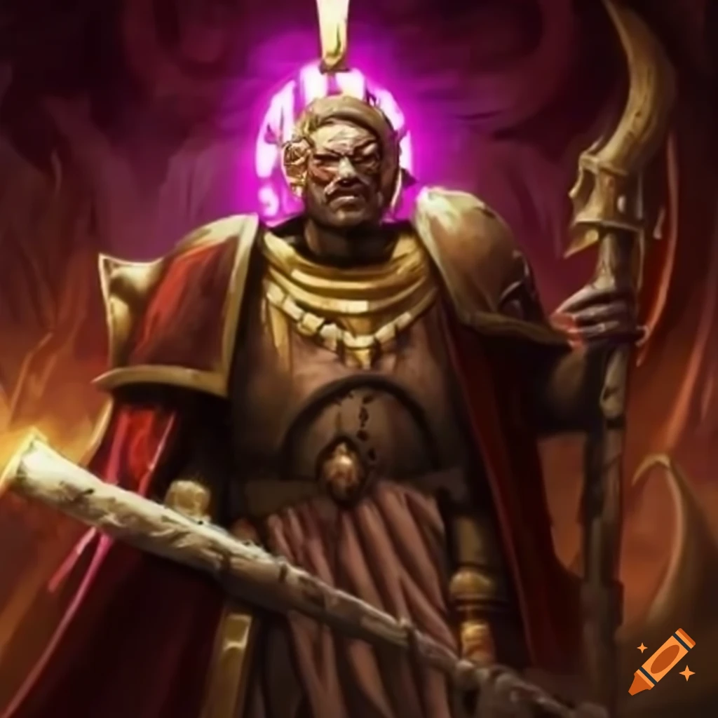 Artwork of eustace bagge as an ecclesiarch in warhammer 40k