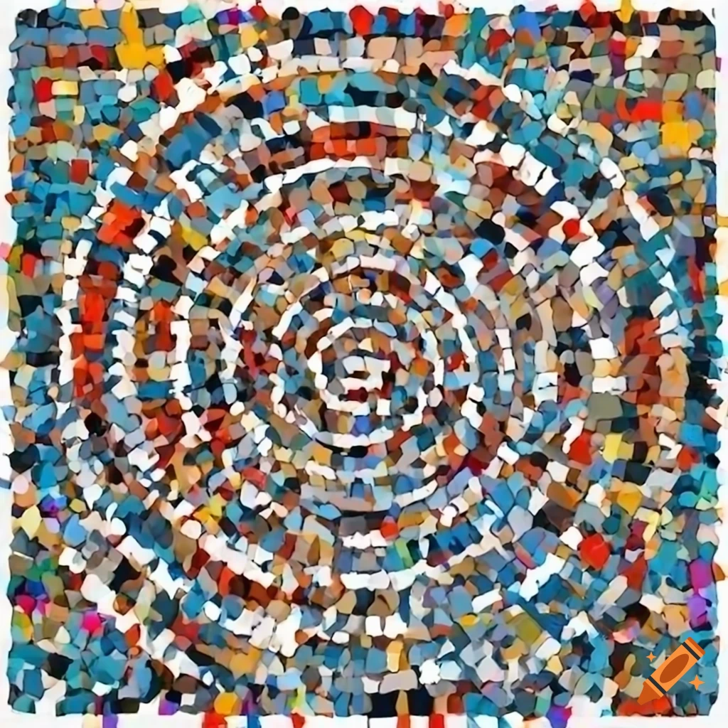 Mosaic painting of a crowd in a maze on Craiyon