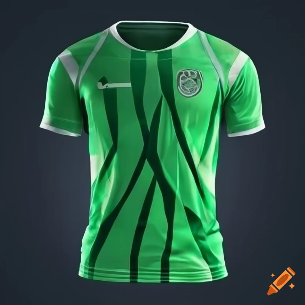 Green and white soccer jersey design on Craiyon