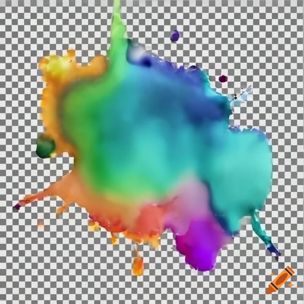 Transparent watercolor splash on a multicolor background