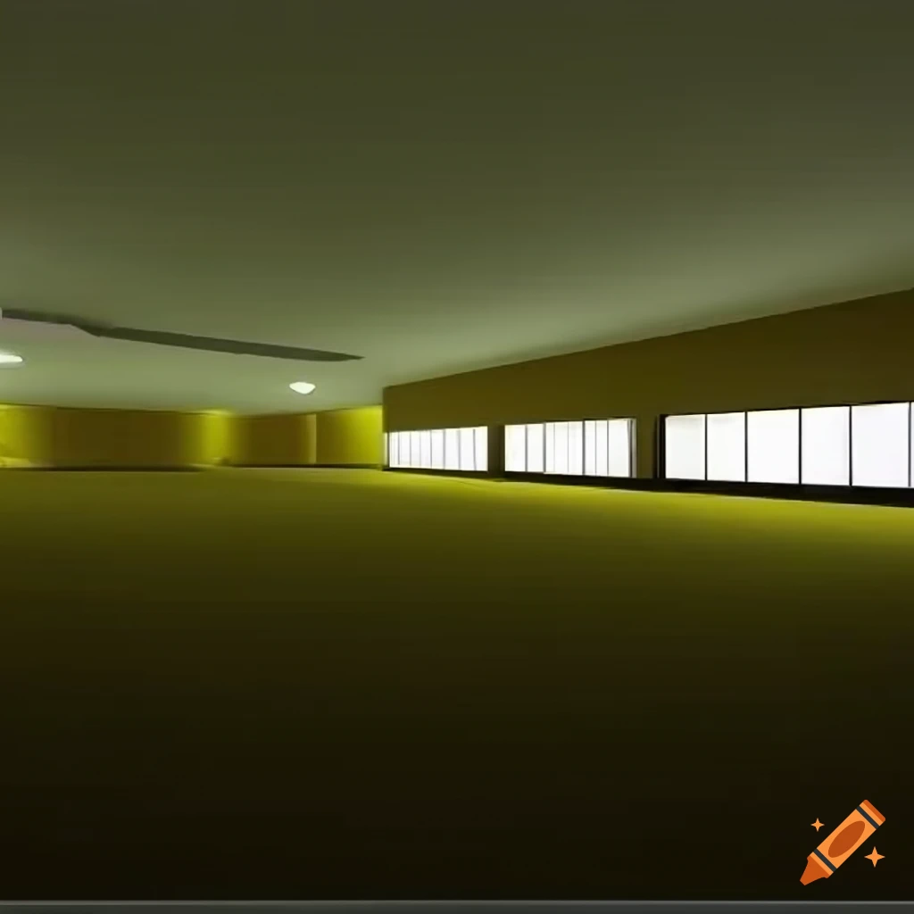 Realistic depiction of a yellow liminal space on Craiyon