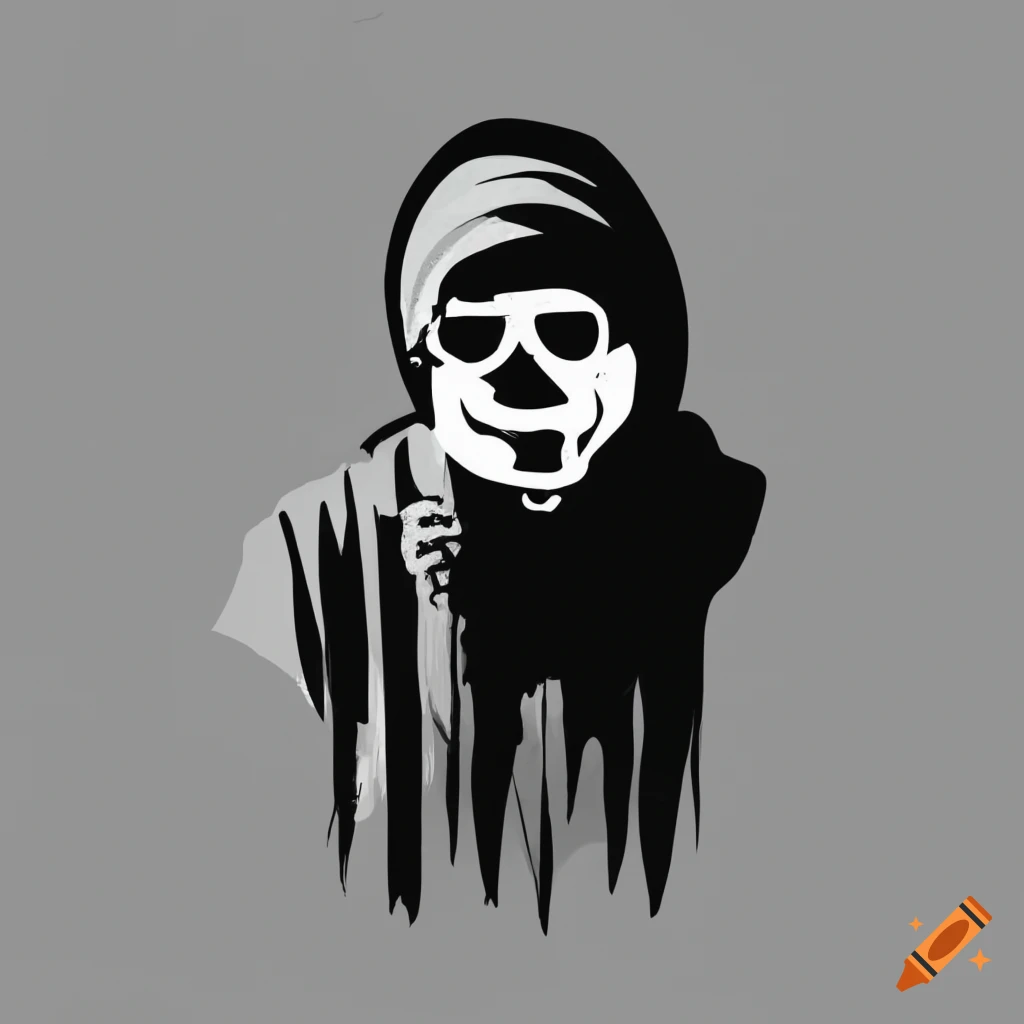 Graffiti style silhouette of a masked man