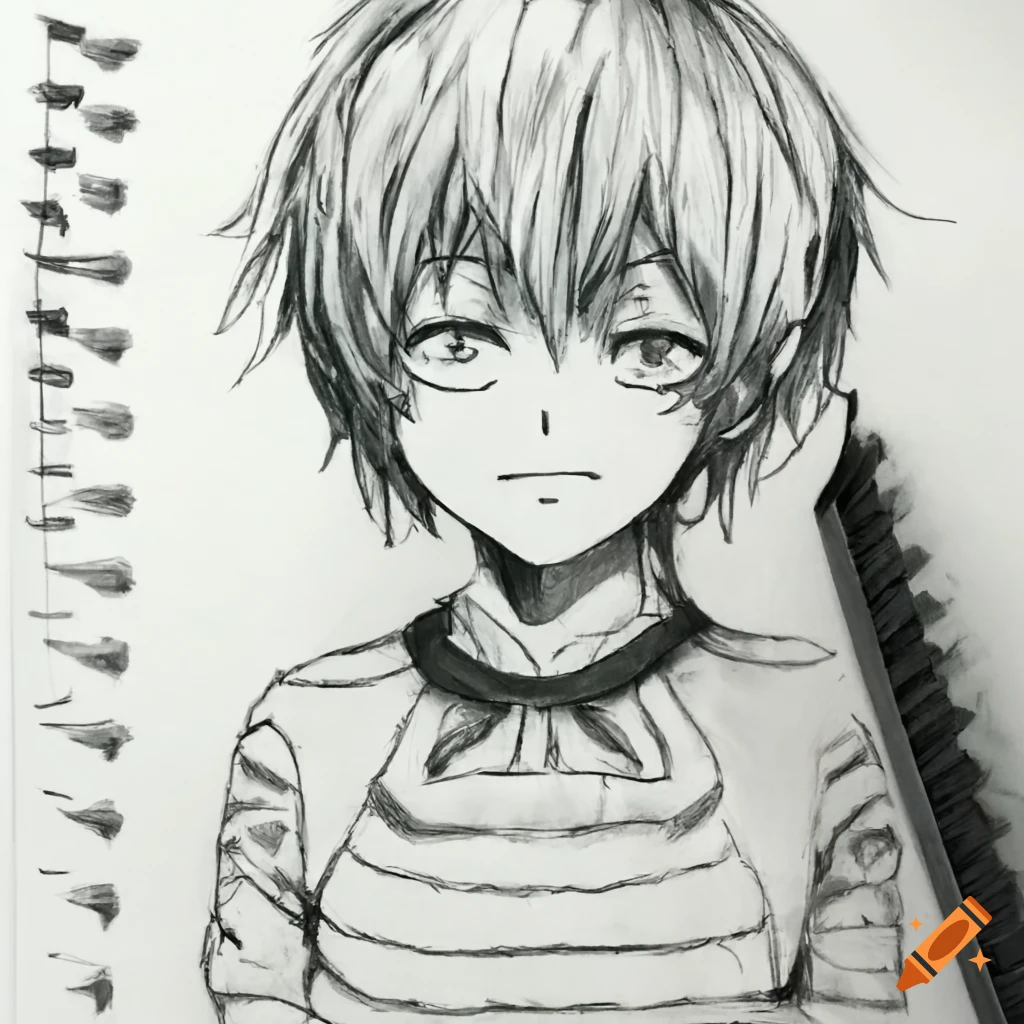 Anime line drawing on Craiyon