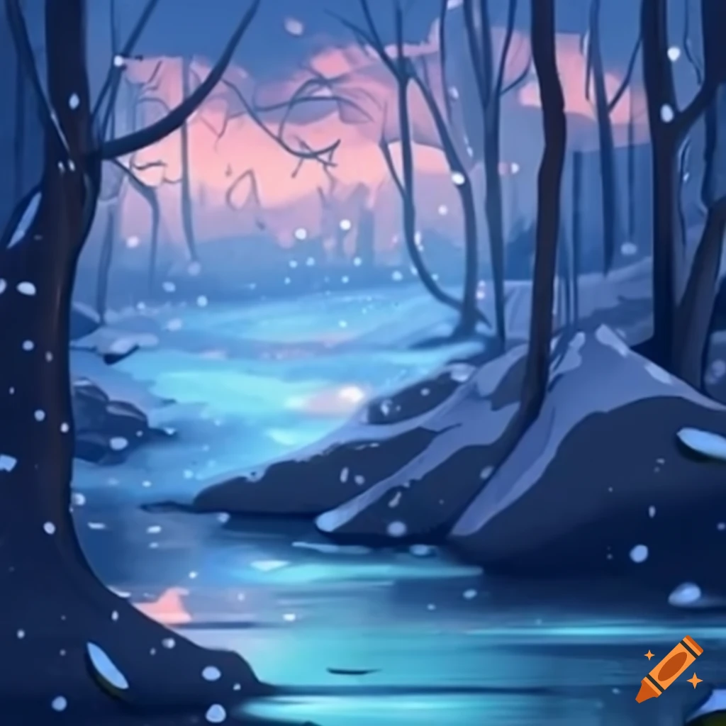 Drawing of melting snow water drainage