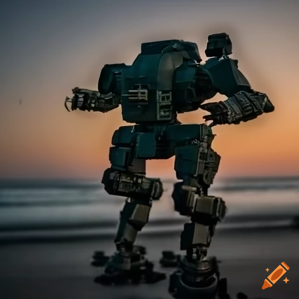 Ocean-inspired non-militarized mech with hydrodynamic design on Craiyon