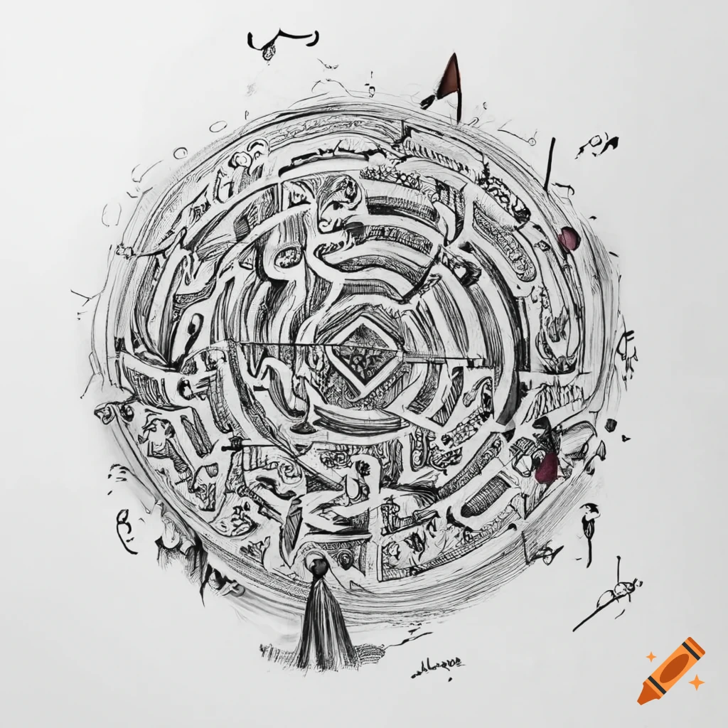 Arabic calligraphy design of a maze