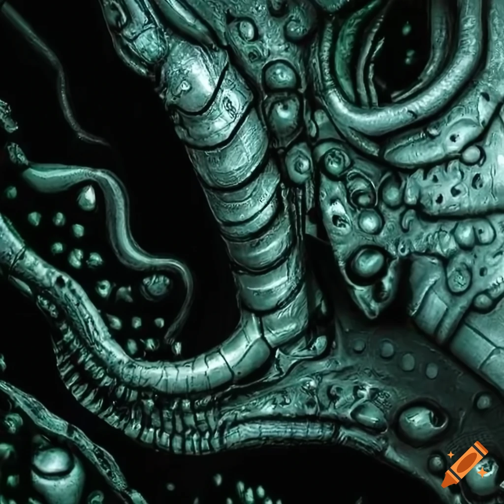 H R Giger inspired alien in 2D game on Craiyon