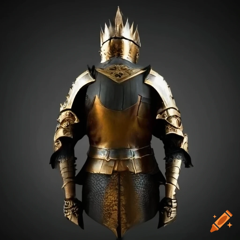 Dark knight armor with gold details and carvings on Craiyon