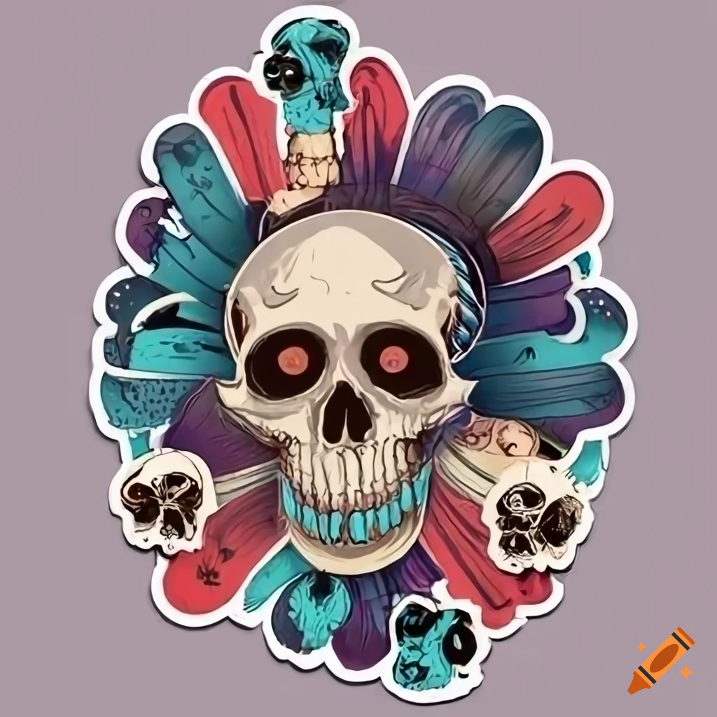 Rock and roll skull and crossbones sticker set