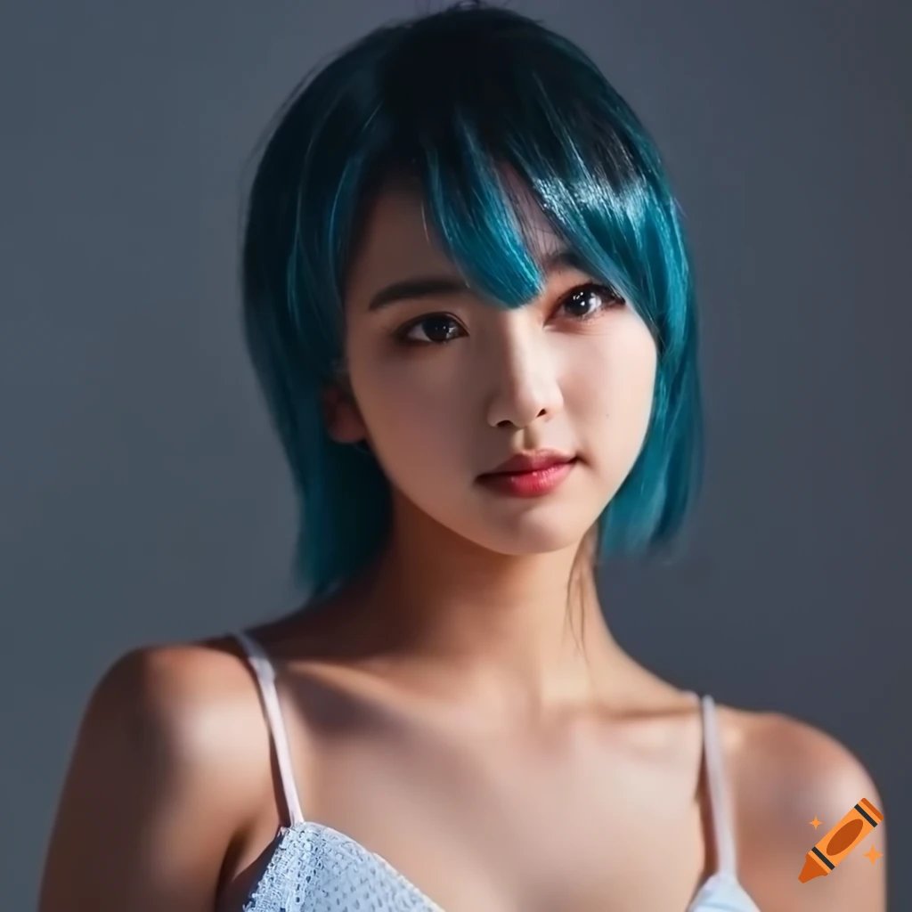 Portrait of a determined Japanese female idol on Craiyon