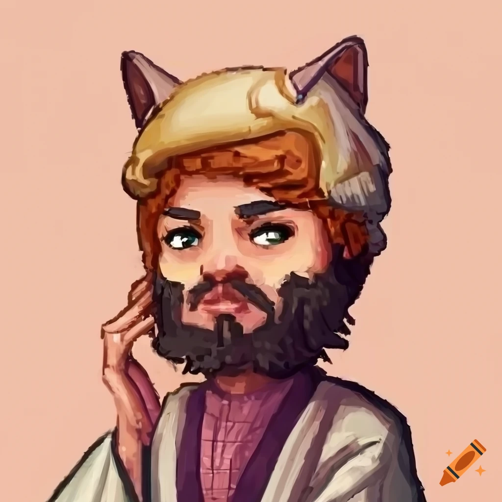 Portrait of an arabic trader with cat ears