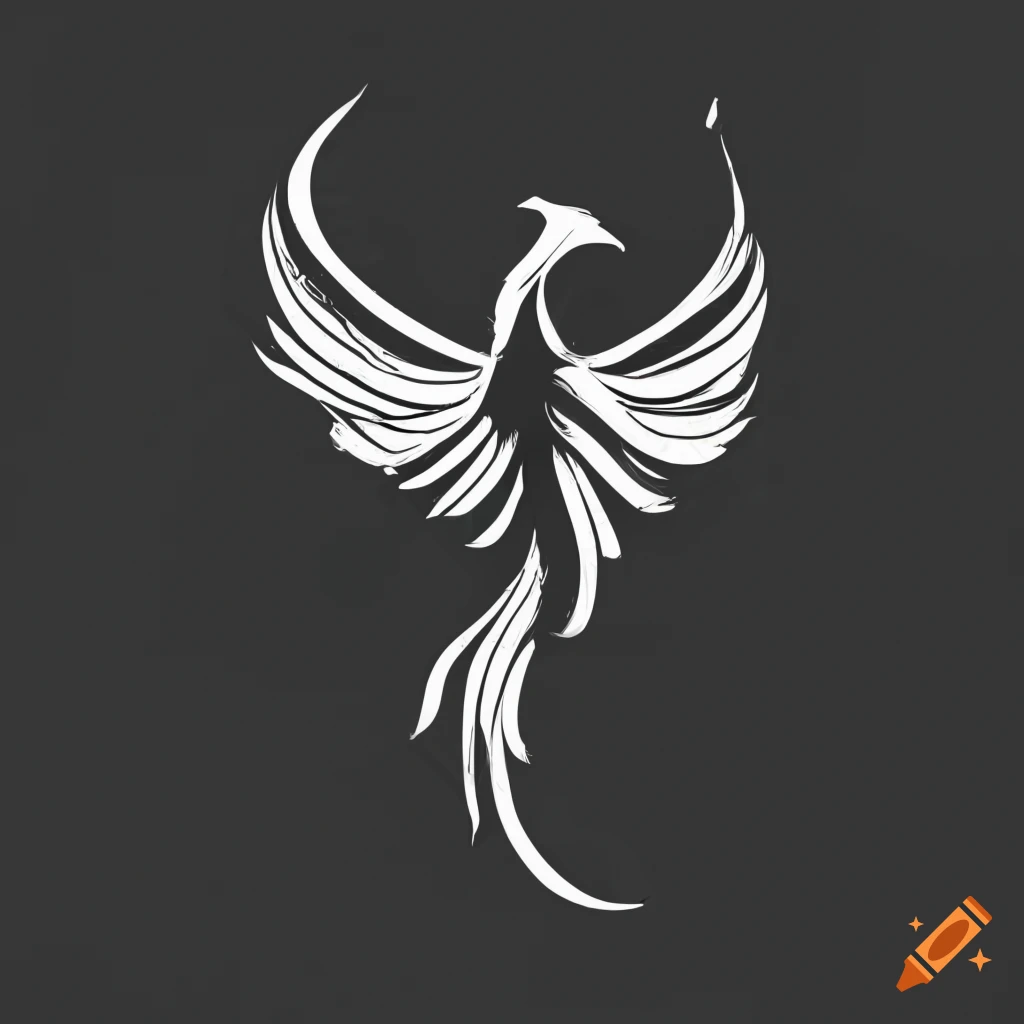 Minimalist dark red phoenix logo design