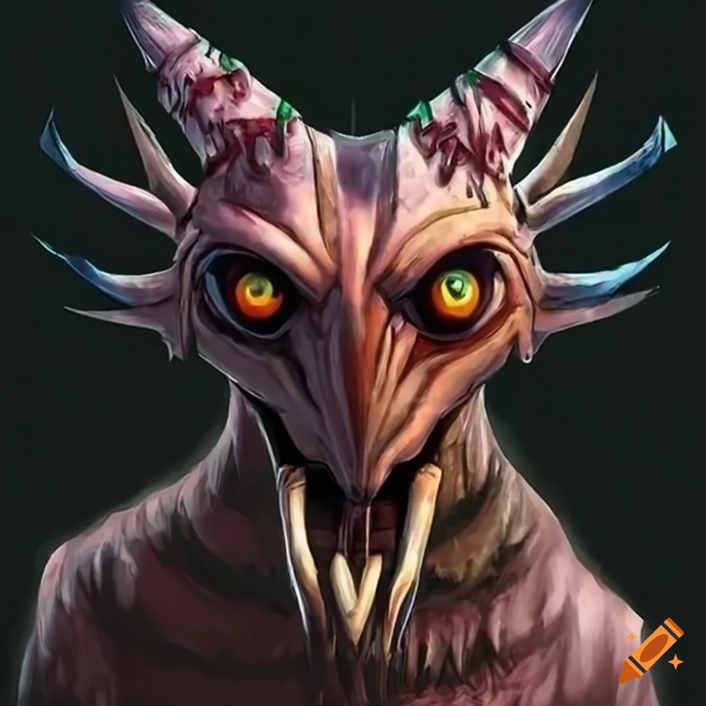 Illustration of a creature with fangs inspired by majora's mask legend ...