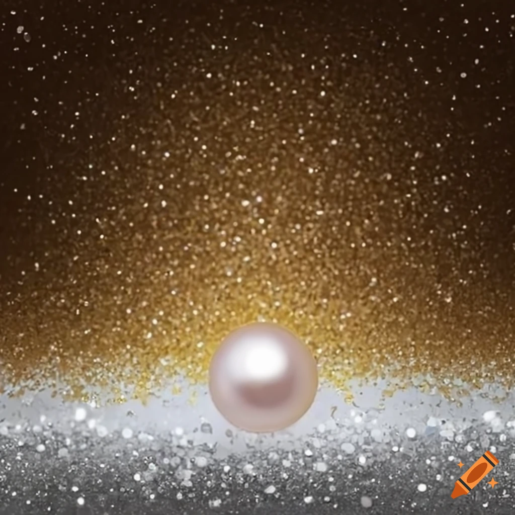Explosion of pearl white glitters on gold background on Craiyon
