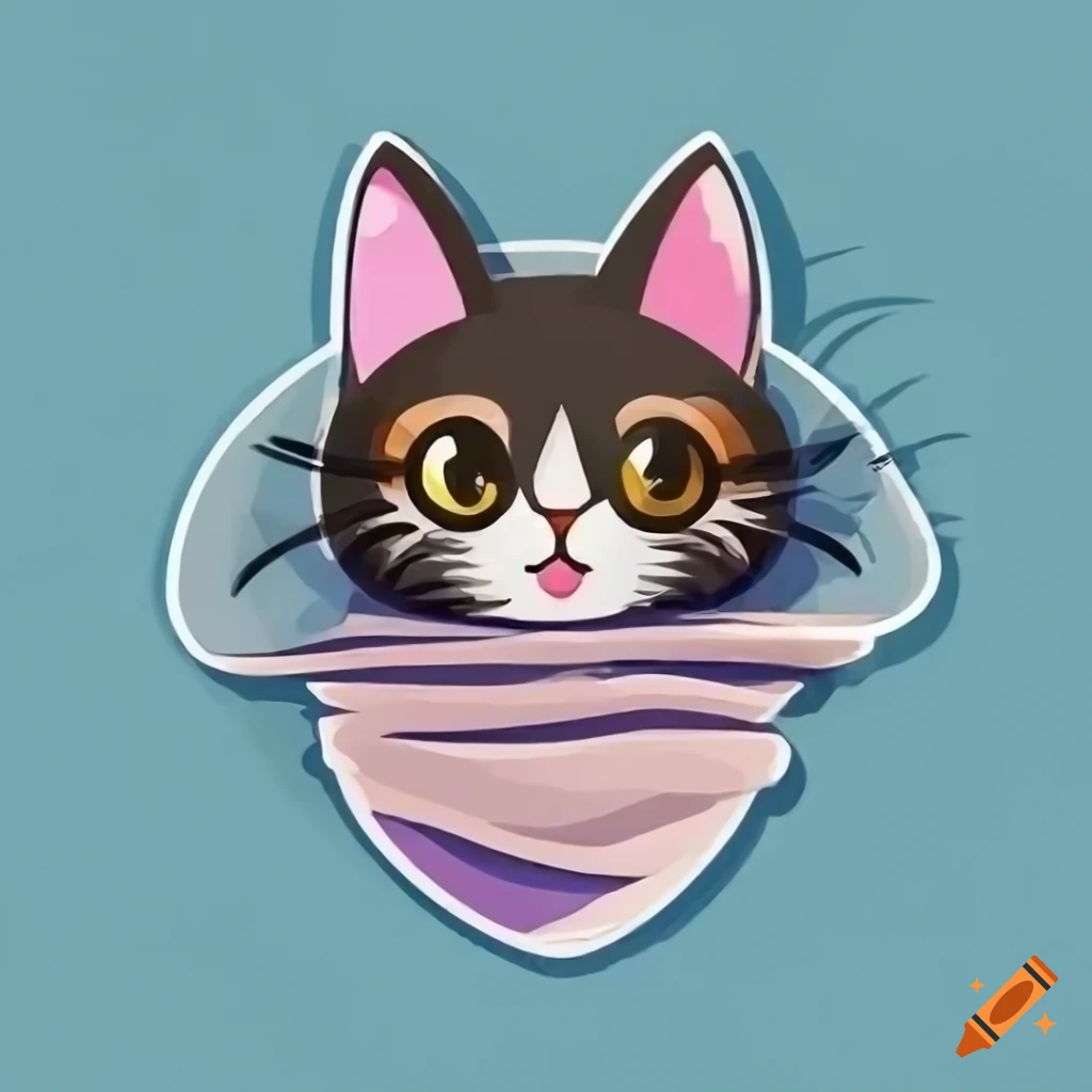 Adorable cat logo design badge stickers