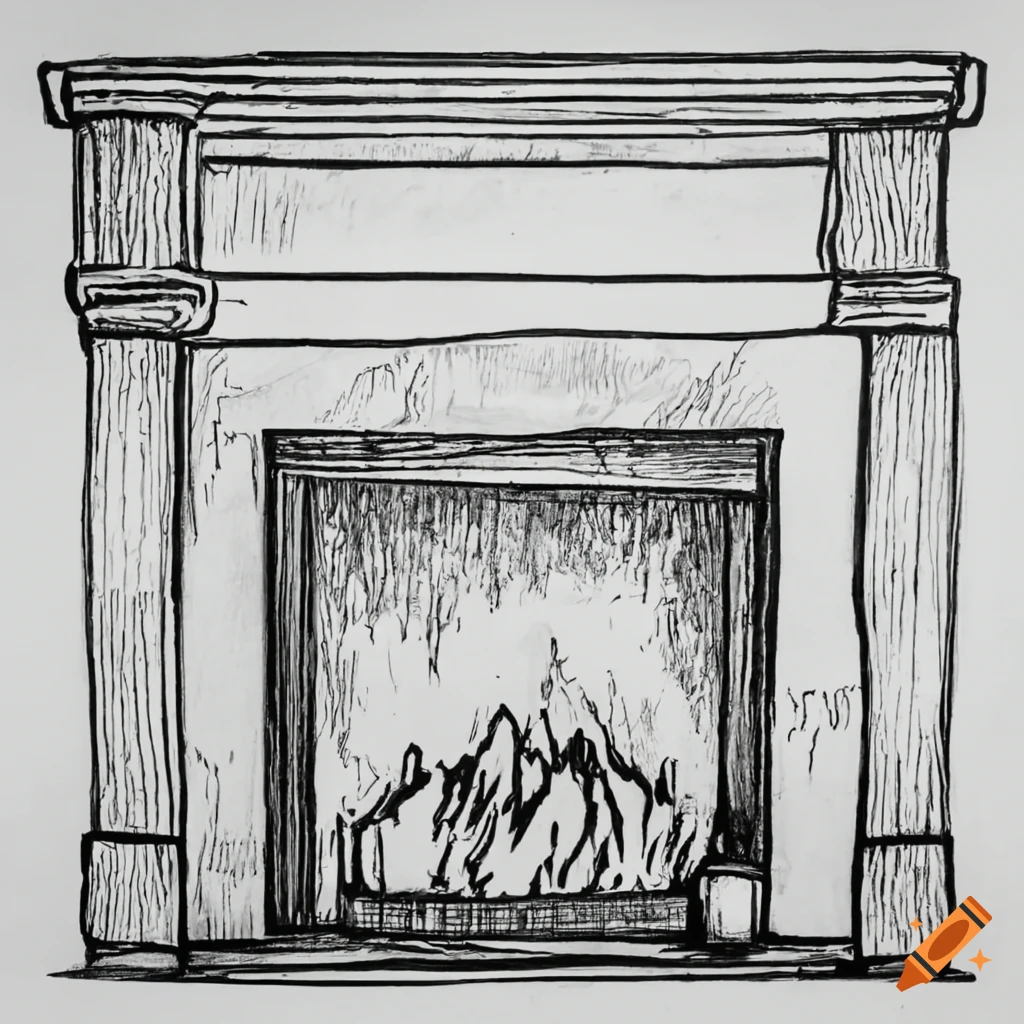 Drawing of a cozy fireplace