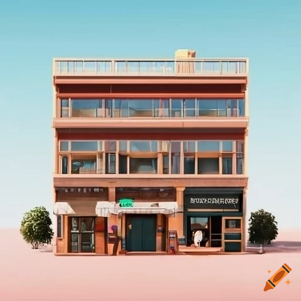 Commercial building with cafe and office on first floor, stores on ...