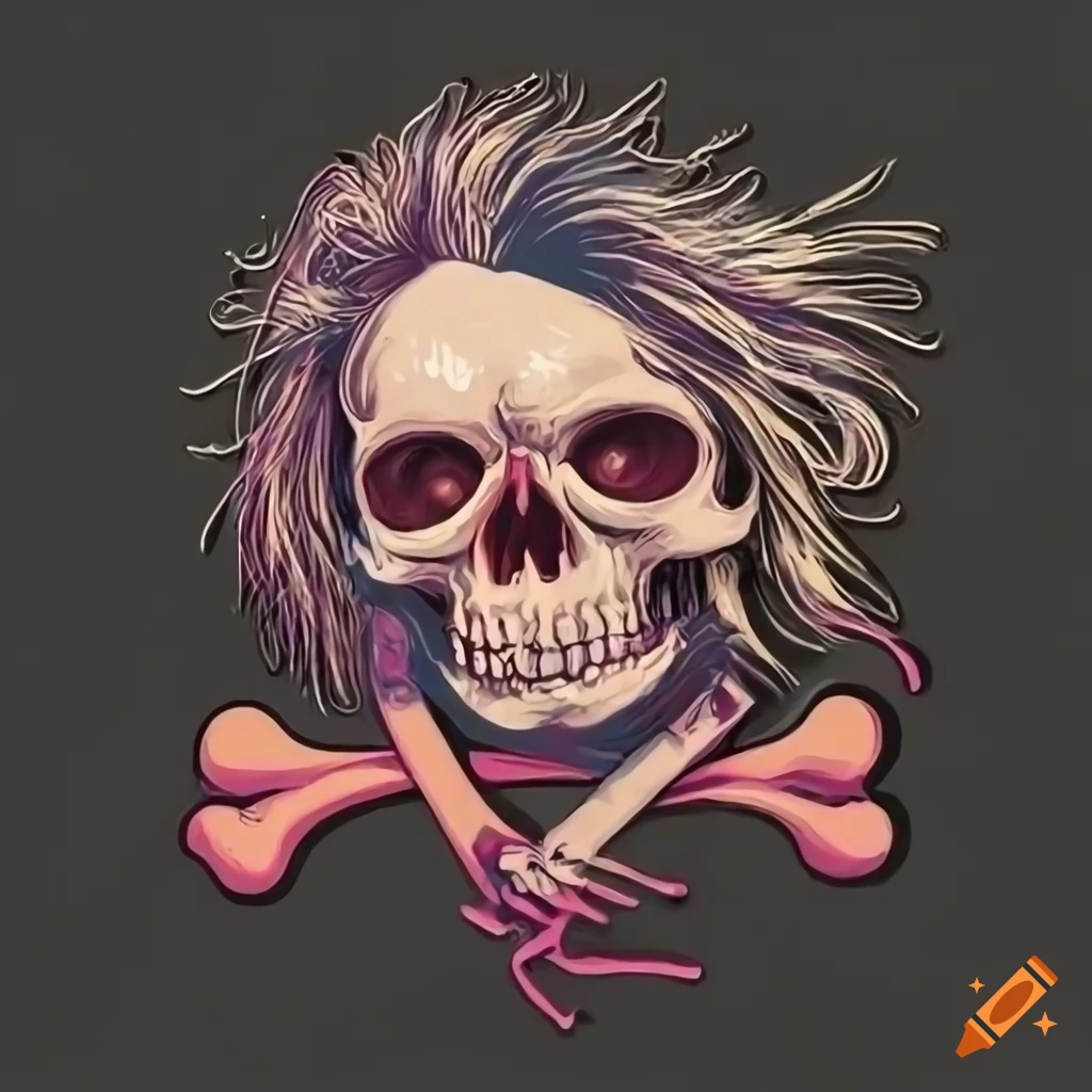 Rock and roll skull and crossbones sticker set on Craiyon