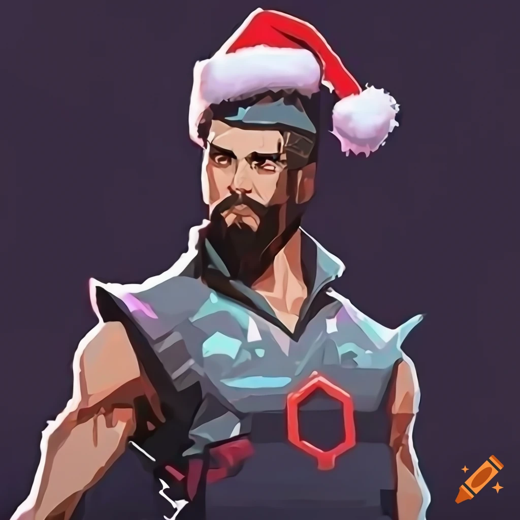 Profile picture of a bearded man playing valorant with santa hat