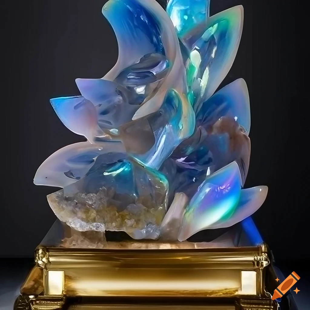 Marble sculpture with intricate details and vibrant colors