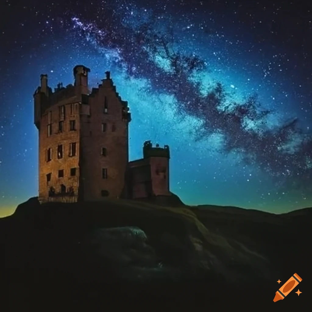 Starry night at a scottish castle