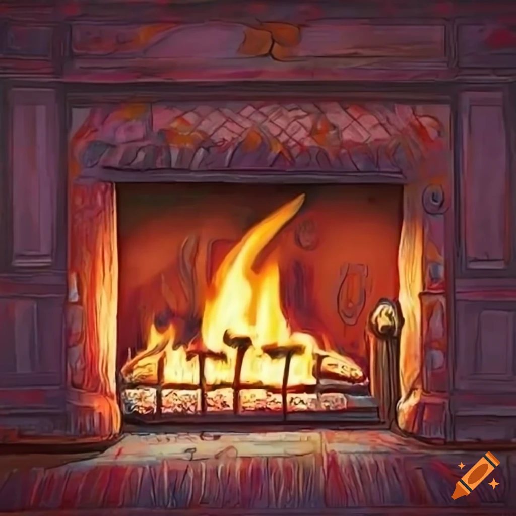 Drawing of a cozy fireplace