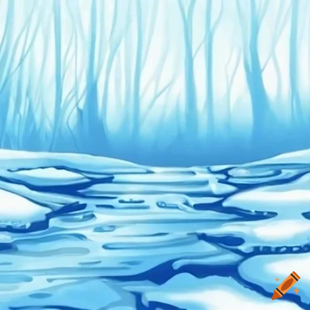 Drawing of melting snow water drainage