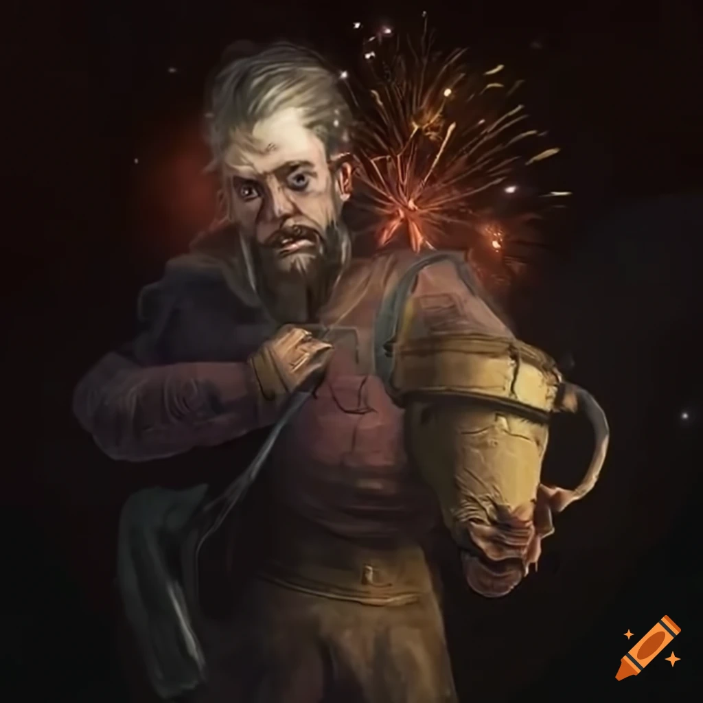 Harry Dubois from the game "Disco Elysium" floating in space on Craiyon