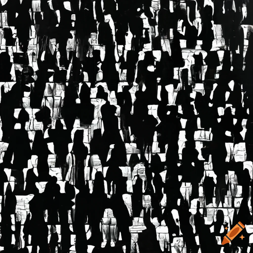 Abstract mosaic painting of a maze crowd on Craiyon