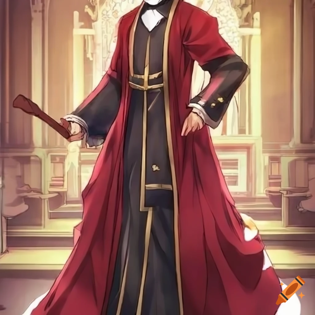 Anime artwork of a victorian-style priest